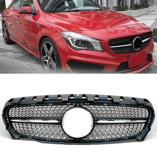 Black Chrome Diamond Grille Grill For Mercedes Benz W117 CLA 180 200 ...