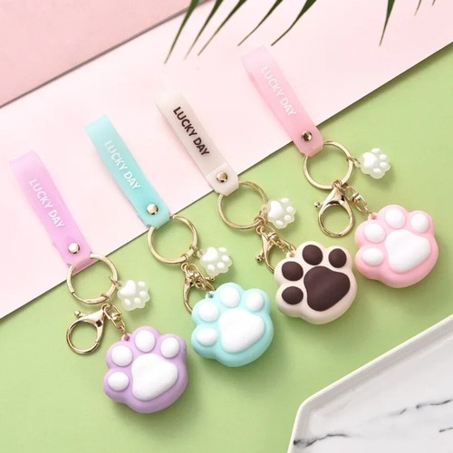 Pendant Kawaii Car Keyrings Pendant Cat's Paw Cute Silicone Key Holder ...