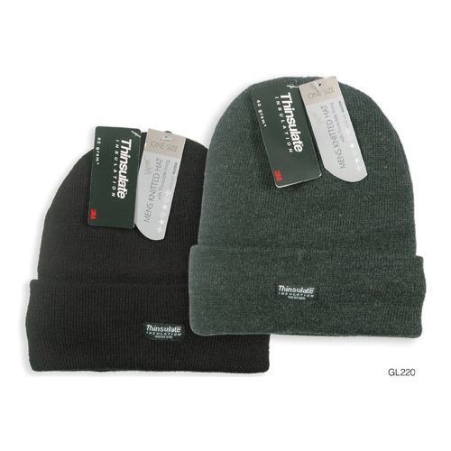 Thermal Thinsulate Fleece Lined Black Winter Work Beanie Ski Hat Cap ...