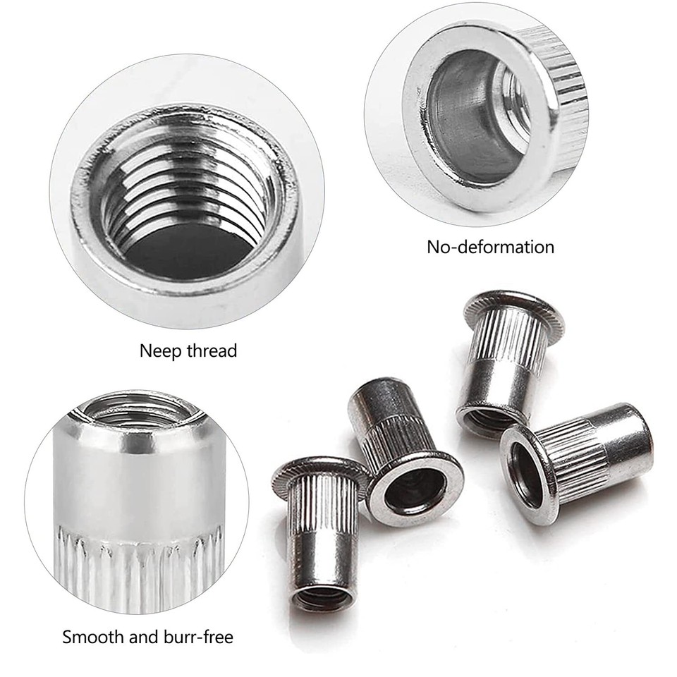 450pcs Stainless Steel Rivet Nut Kit Metric Rivnuts Nutsert Assorted M3 ...