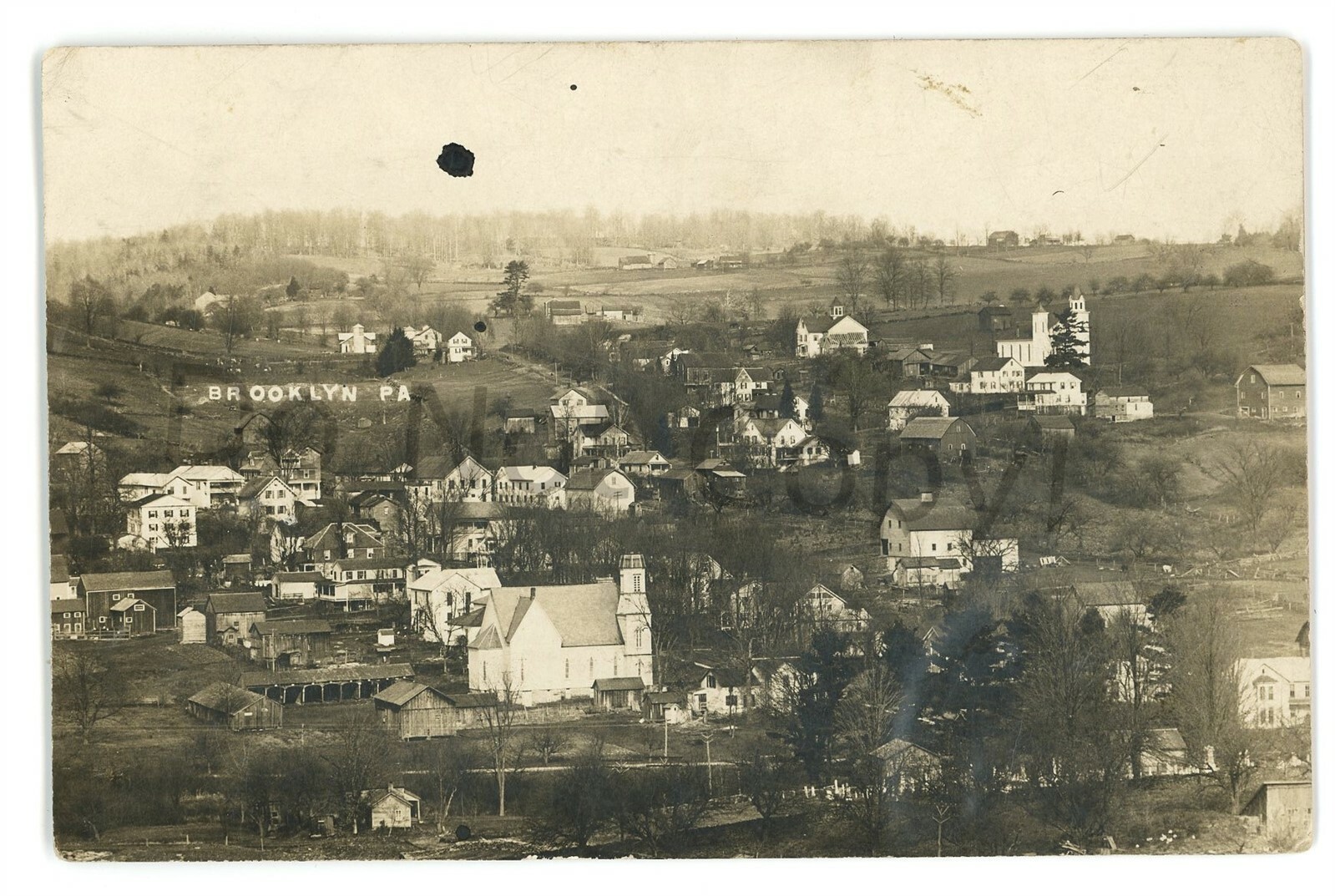 RPPC Aerial View BROOKLYN PA Susquehanna County Pennsylvania Real Photo ...