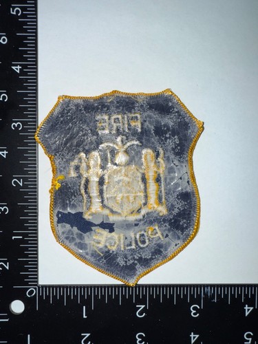 Generic Fire Police Fire Department Shoulder Patch Obsolete Gold Color ...