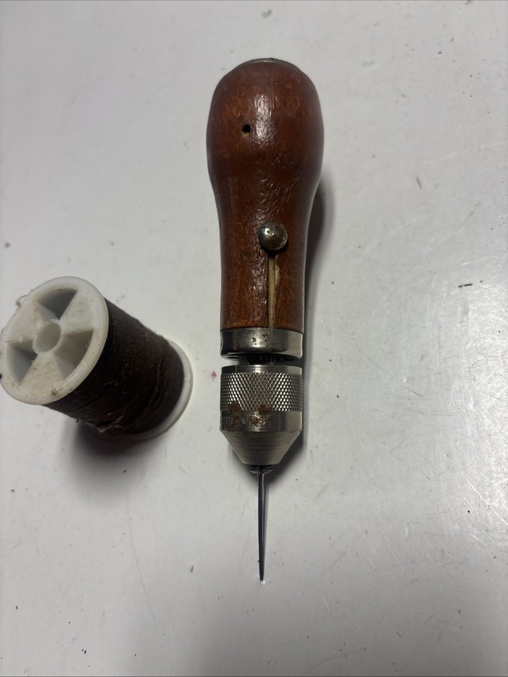 Vintage Sewing Leather Awl Wood Handle Speedy Stitcher | eBay