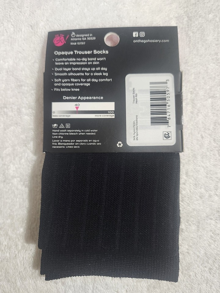 🧦 ⭐ On The Go! Opaque Mesh Rib Trouser Socks – Black – 2-Pack | eBay