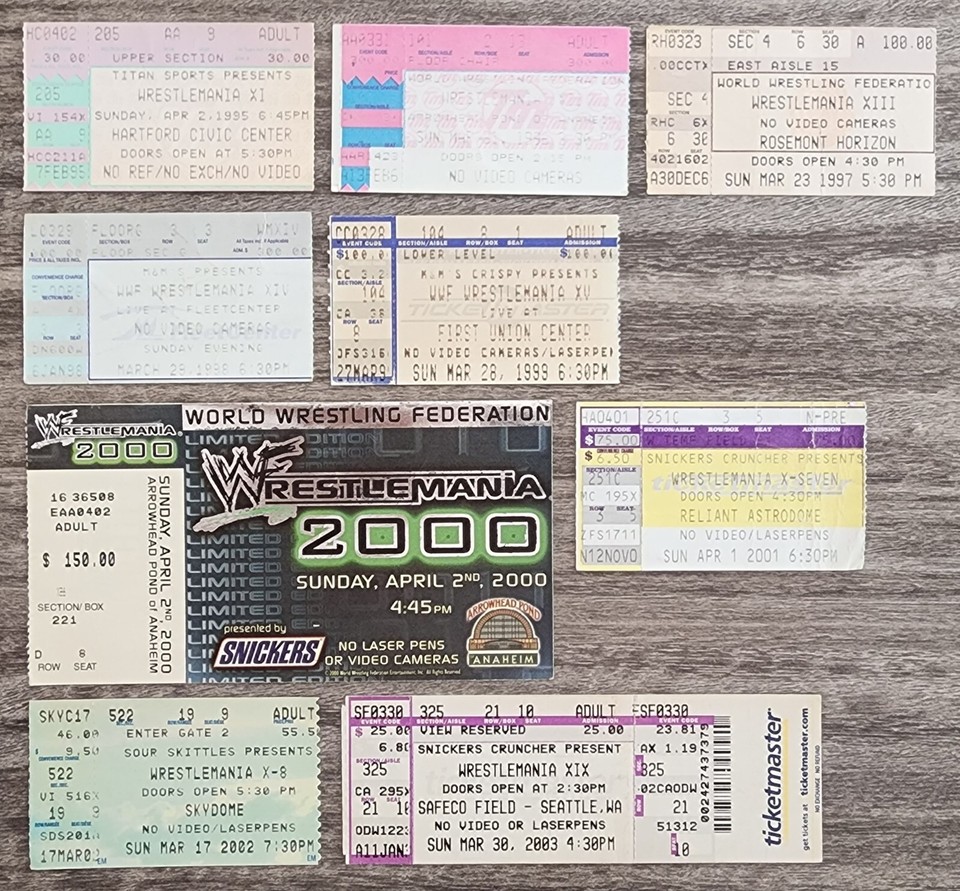 EVERY WWF WWE WrestleMania 1-36 Ticket Stub Lot COMPLETE SET Wresting ...