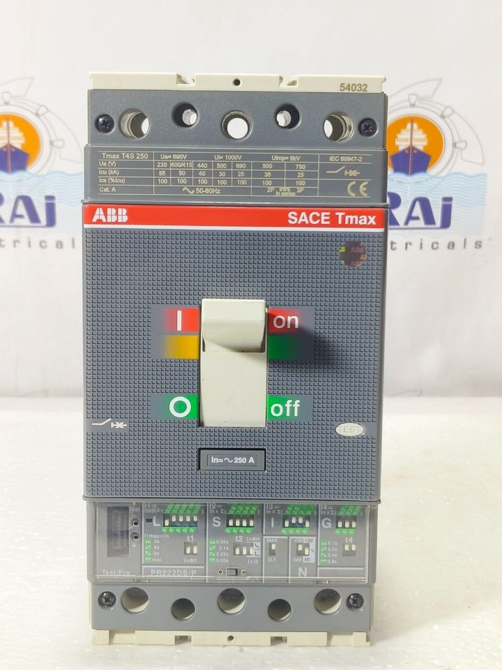 ABB TMAX T4S 250 250A 3POLE PR222DS/P CIRCUIT BREAKER 30kA at 500V ...