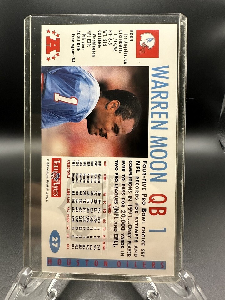 1992 Warren Moon Houston Oilers GameDay Card #27 | eBay