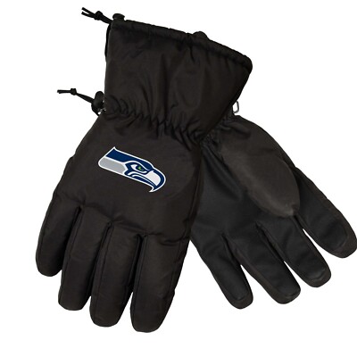 Seattle Seahawks Gloves Big Logo - BLACK - Insulated Winter NEW Unisex ...