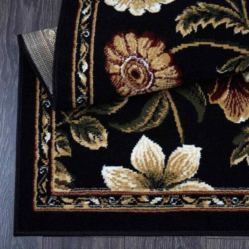 Black Floral Area Rug 8x10 Clearance For Living Room Large Modern ...