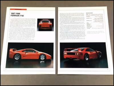 Ferrari F40 Car Review Print Article with Specs 1987 1988 P204 | eBay