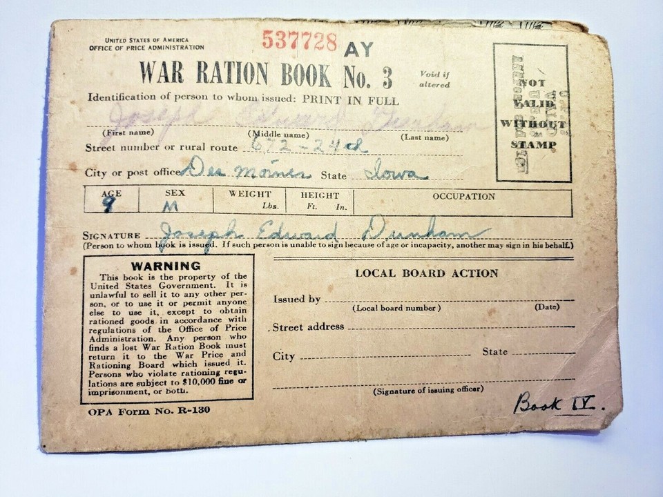 1942 War Ration Books with Stamps | eBay