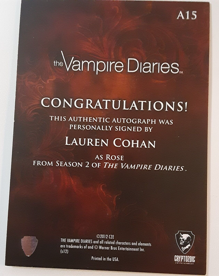 VAMPIRE DIARIES Season 2 LAUREN COHAN as Rose AUTOGRAPH auto Card A15 ...