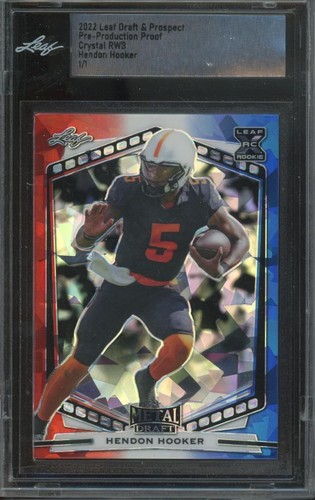 2022 Leaf Metal Proof Crystal Red White Blue Hendon Hooker 1/1 RC ...