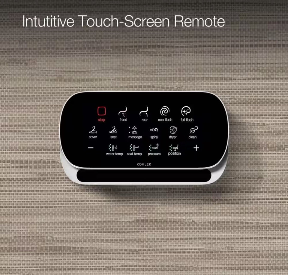 Kohler Eir Intelligent Dual Flush Elongated Toilet White w/Sunrise Gold ...