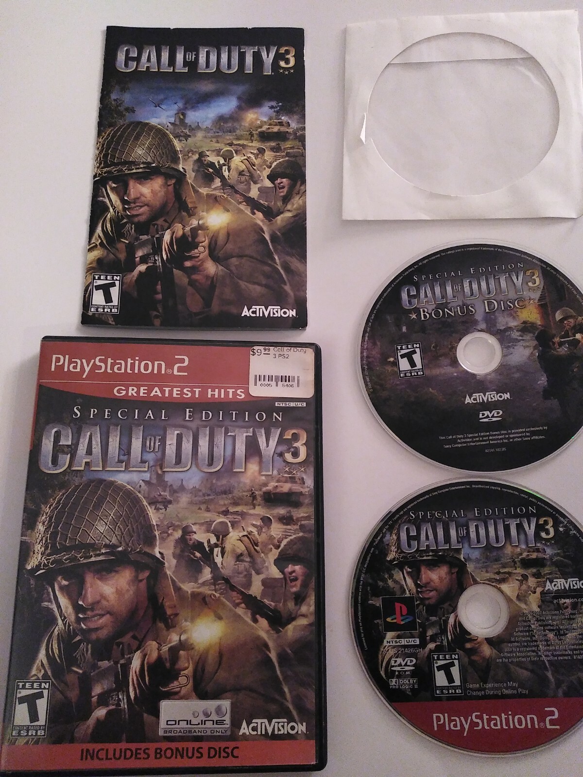 Call of Duty 3 Special Edition Greatest Hits Sony PS2 Bonus Disc COD ...