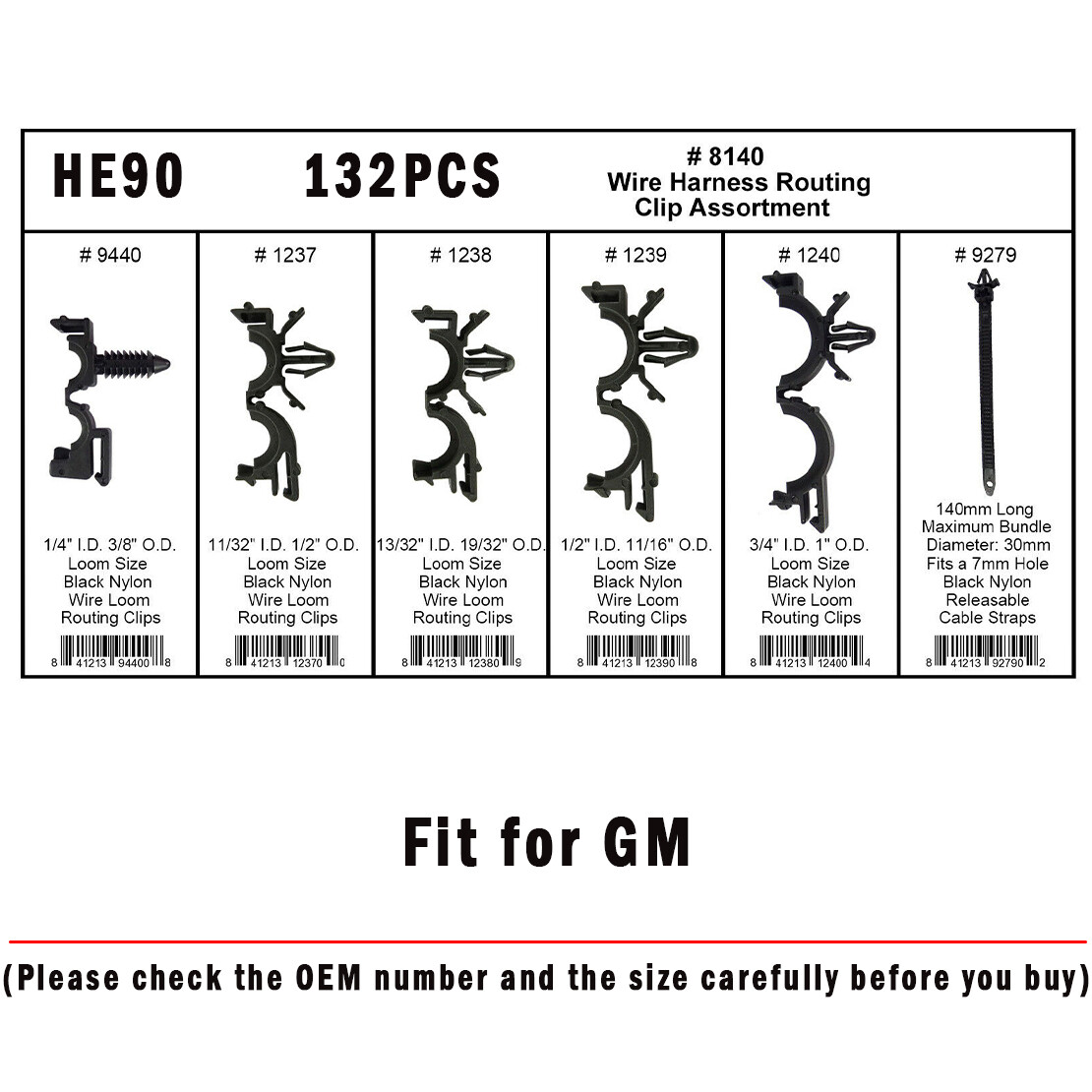132x Wiring Harness Wire Loom Routing Clips Assortment Convoluted ...