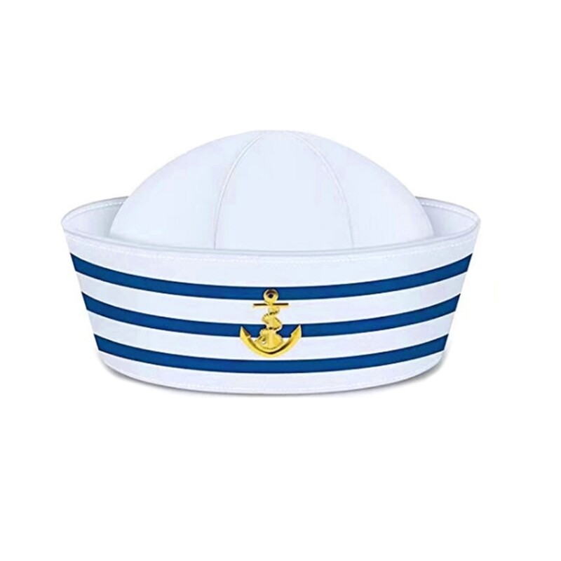 Unisex Adult Hat Cosplay Hat Navy Captain Hat with Embroidery Anchors ...