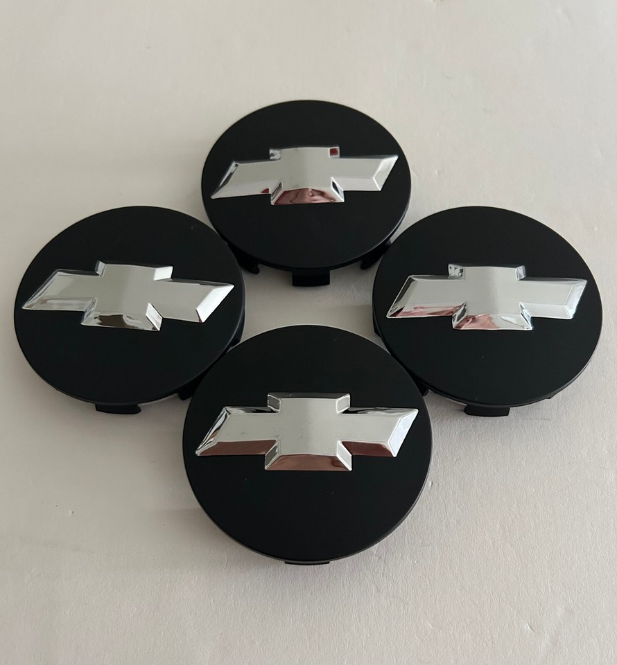 Black Chevy Wheel Center 4 Caps Chrome Logo Emblem for Chevrolet ...