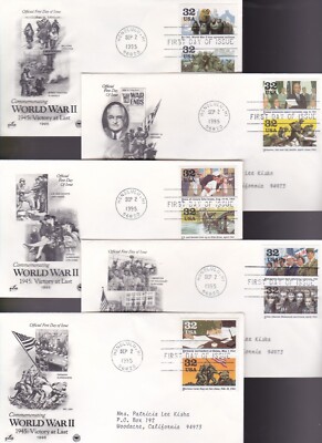 WORLD WAR II 1945 #2981A-J US FIRST DAY COVER 1995, PCS ARTCRAFT CACHET ...