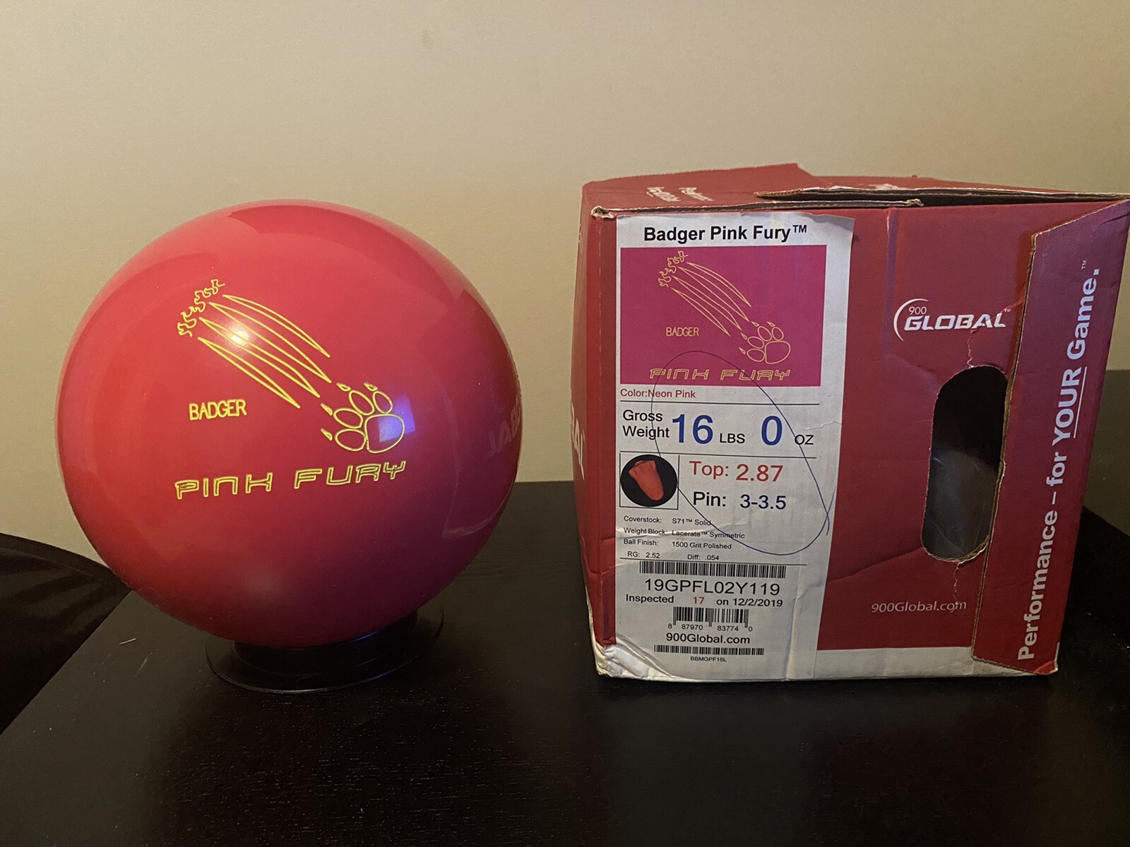 900 Global Pink Badger Fury Bowling Ball | 16 Pounds | 3-3.5” Pin | 2. ...