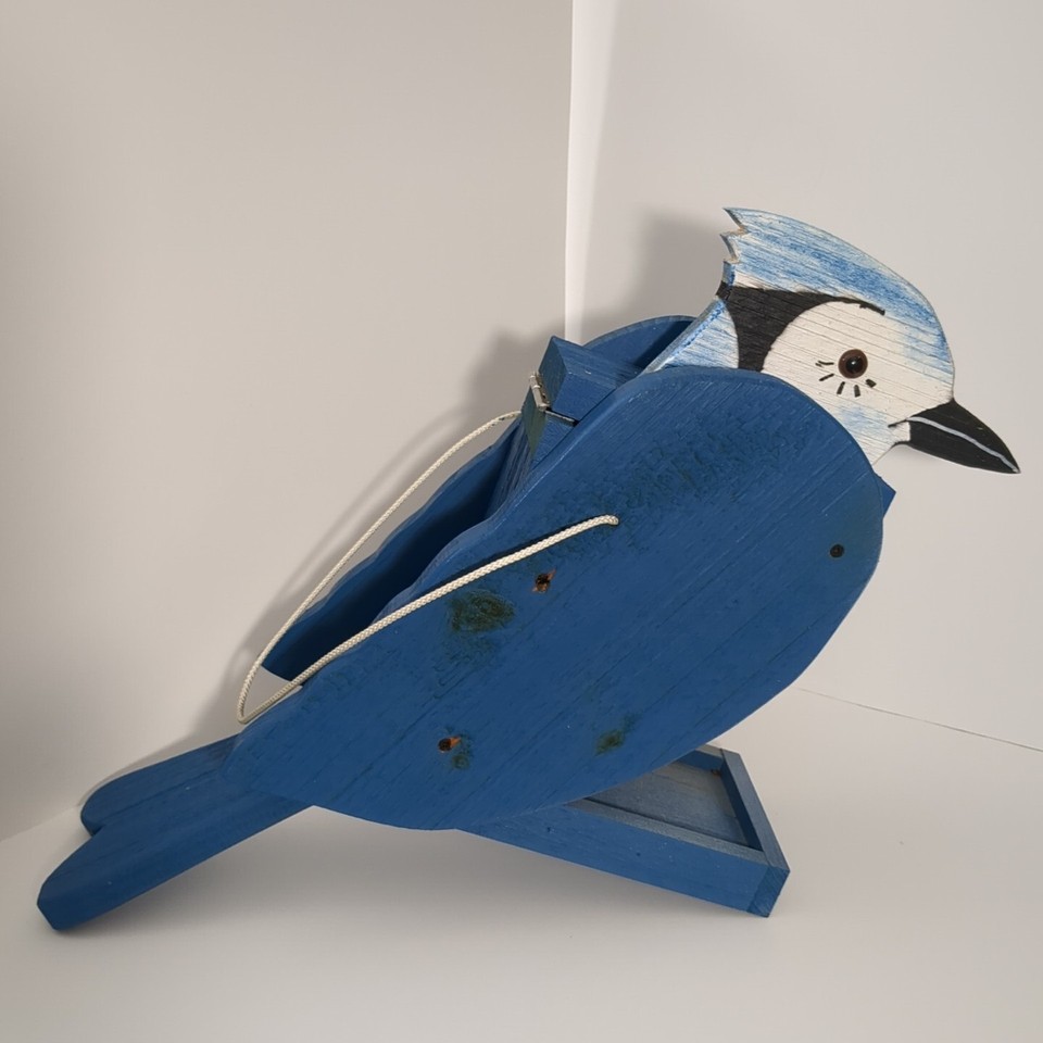 Amish made bird shaped decorative outdoor bird feeder - blue jay - made ...