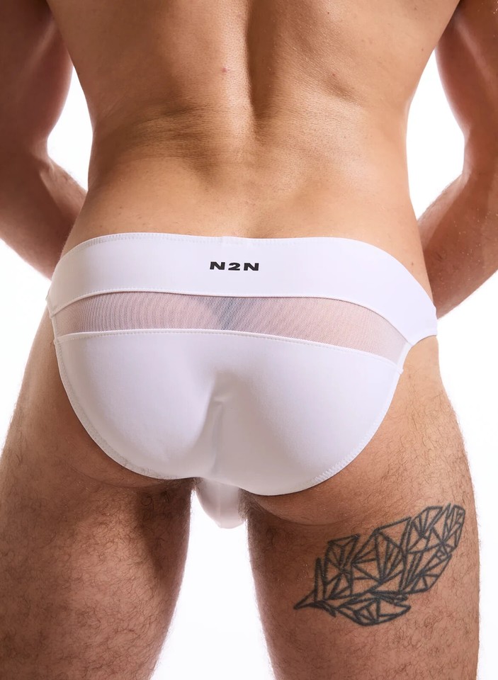 N2N Bodywear Men White Sheer slasher swim Bikini swimwear underwear ...