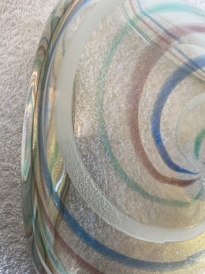 Vintage Italian Murano Multi Color Gold Glitter Sparkle Swirl Art Glass ...