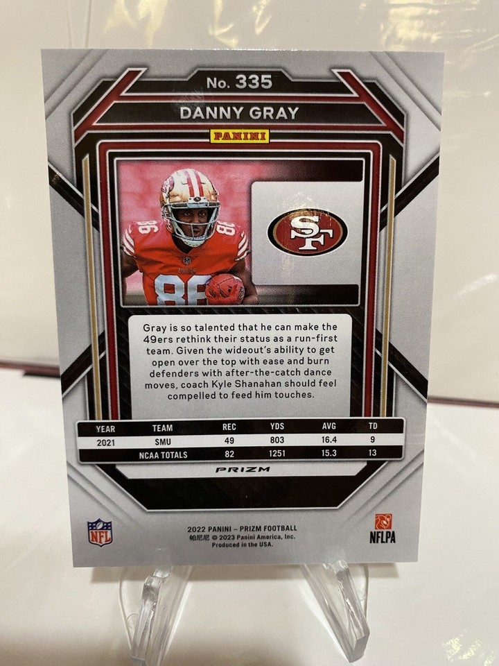 2022 Panini Prizm Football Danny Gray #335 RC Silver Prizm Rookie 49ers ...
