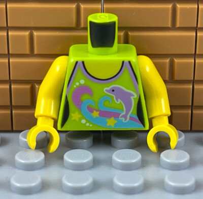 LEGO FEMALE TORSO LIME GREEN DOLPHIN SLEEVELESS TOP NEW Minifigure Body ...