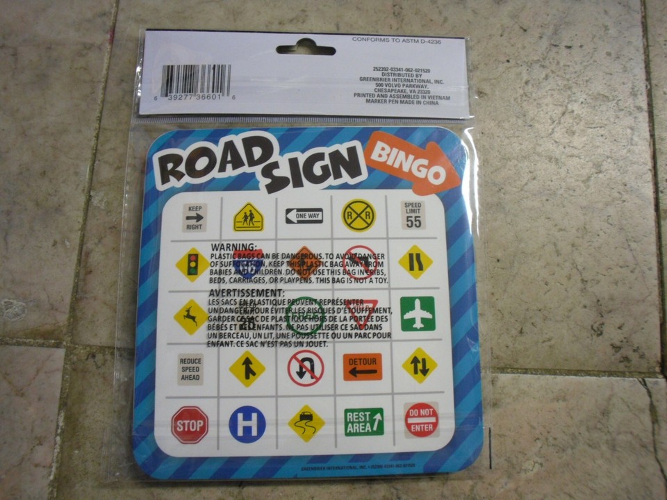 New ! Travel Games Roadside Bingo 2 Boards 2 Markers Fun Car Game Toy ...