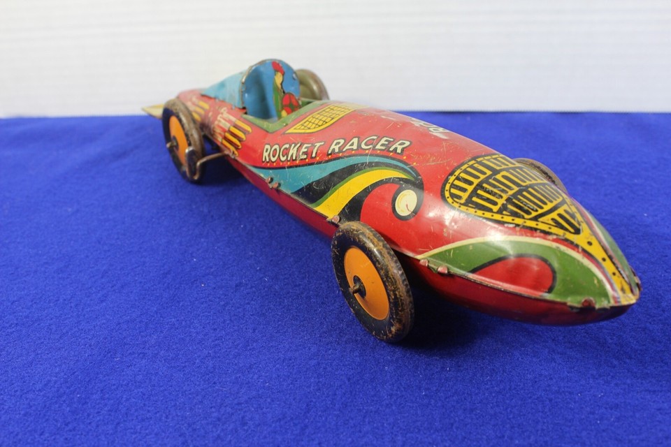 Antique Marx Rocket Racer Race Car Tin Litho Wind Up Toy | eBay