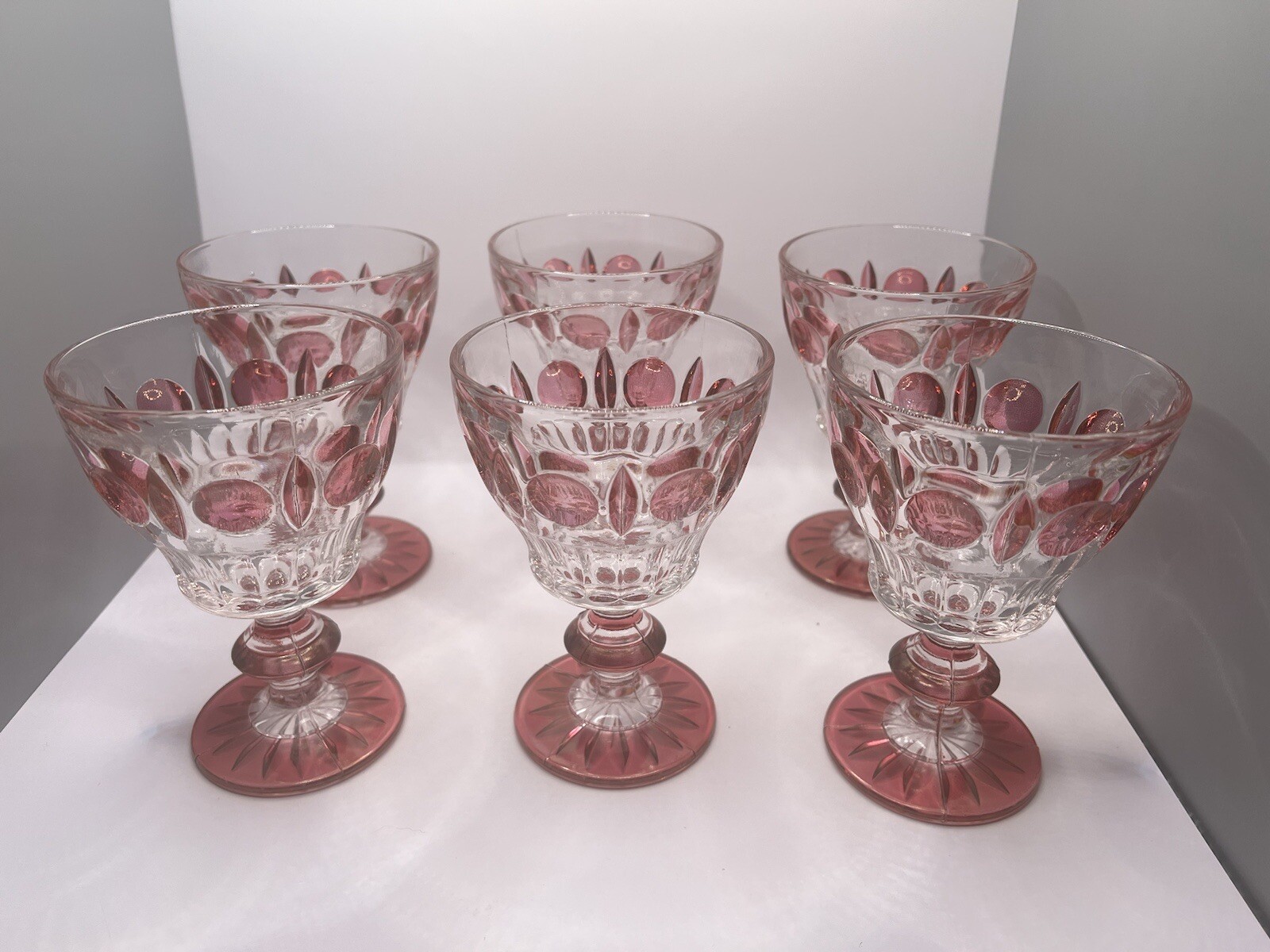 Vtg Set Of 6 Indiana Glass Colony Classique Ruby Flashed Wine Glasses 5 ...
