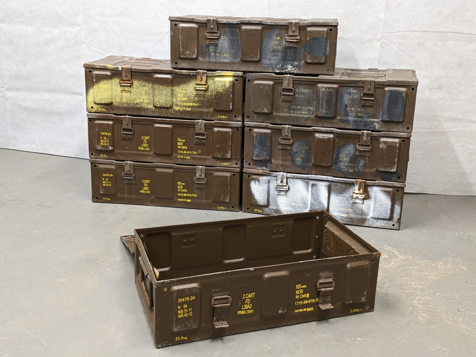 British Army - Military 105mm C374 Large Metal Ammo Ammunition Storage Box Tin | eBay UK