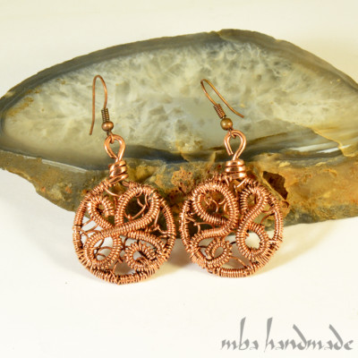 Pure Copper Beads Earrings Wire Wrapped Handcrafted Mba Handmade ...