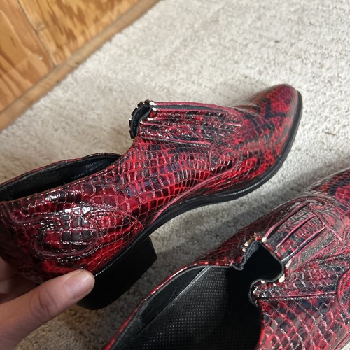 Dingo Womens 7.5 Red & Black Snakeskin Pattern Western Ankle Heeled ...