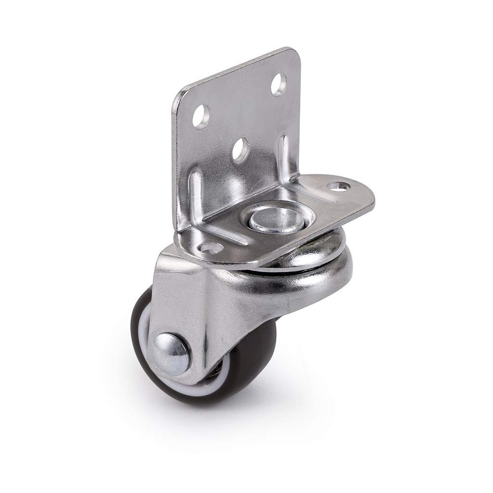4 Pcs 1 Inch Side Mounting Casters, TPE Swivel Plated Caster Wheels, L ...