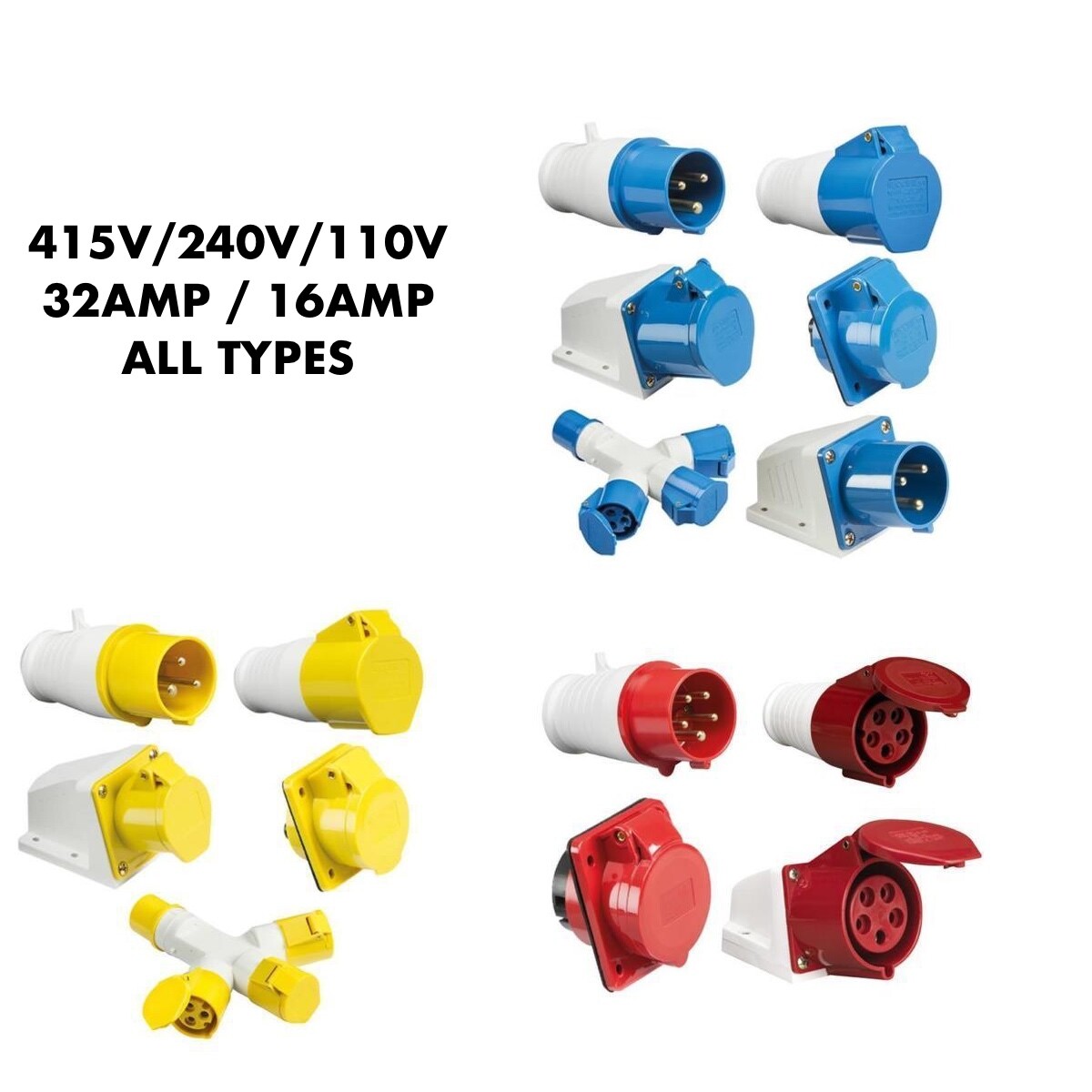 110v Female Plug Socket IP44 CEE SAFETY SOCKET 16A 3PINS 110V
