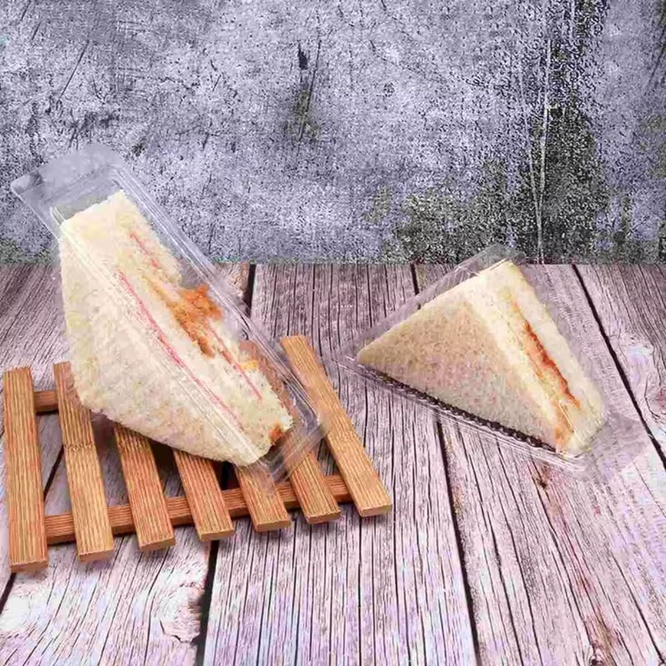 100 Pcs Integrated Lid Design Sandwich Takeout Box Triangle Food ...
