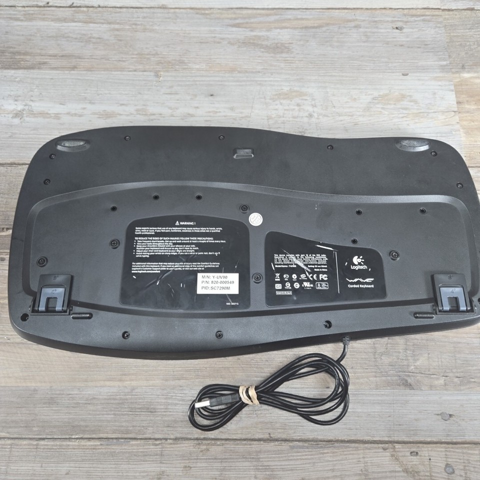 Logitech Wave Y-UV90 Ergonomic Wired Corded USB Multimedia Keyboard | eBay