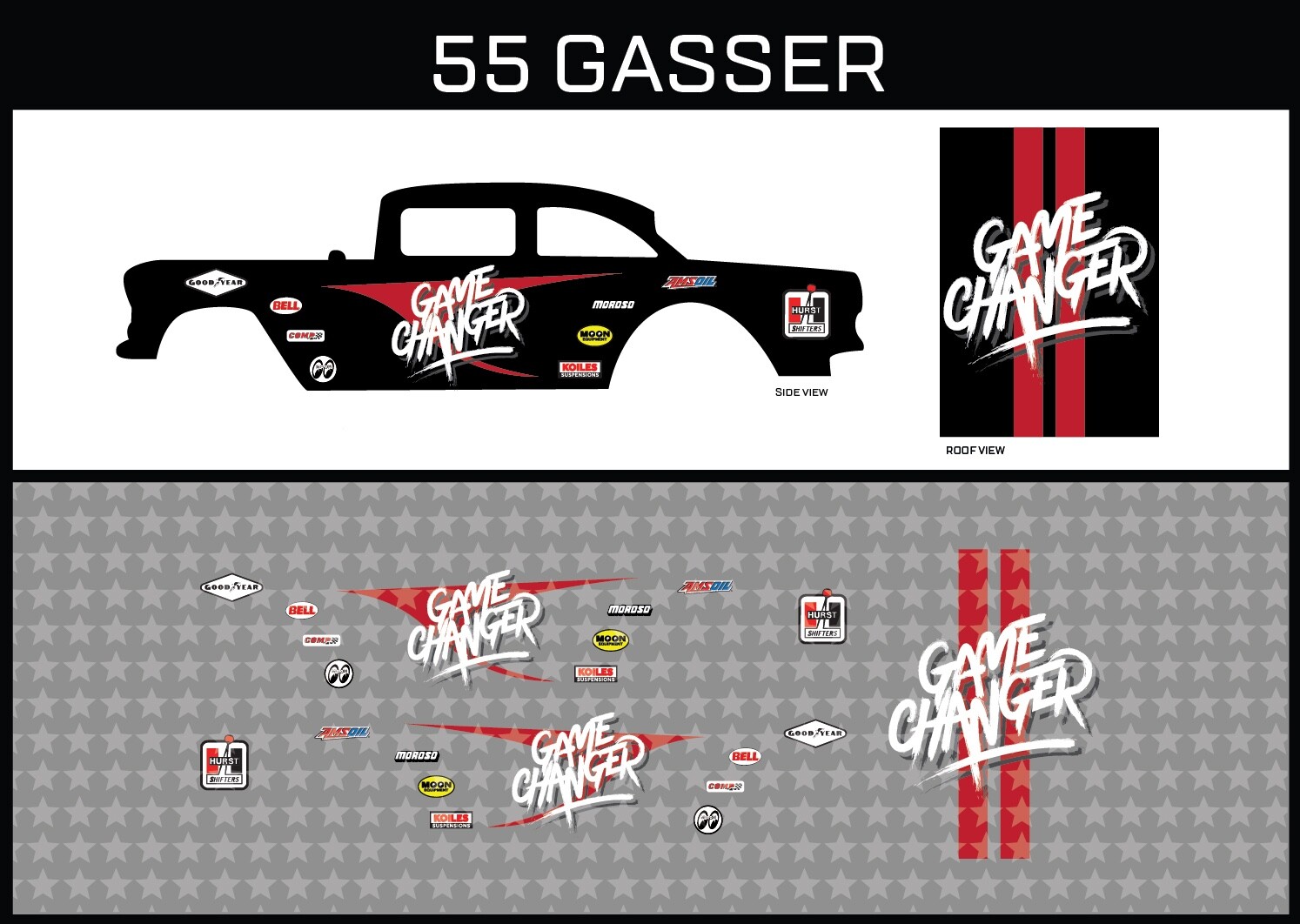 Hot Wheels (1/64),55 Gasser "Game Changer" Waterslide,Printed White ...