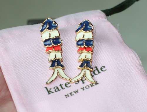 kate spade new york vintage articulated fish earrings studs navy red ...
