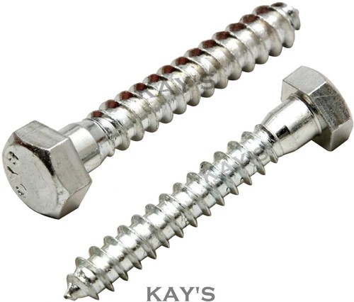 M6 M8 M10 COACH SCREWS HEXAGON HEAD WOOD SCREW LAG BOLTS ZINC PLATED ...