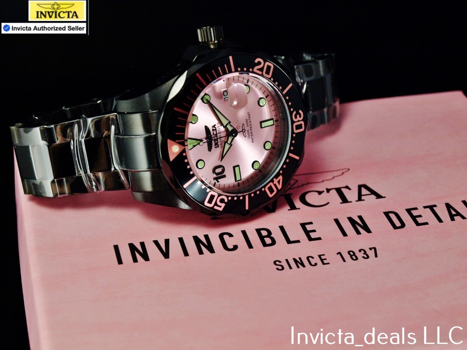 Invicta Men's 47mm GRAND DIVER AUTOMATIC NH35A PINK DIAL Black Tone ...