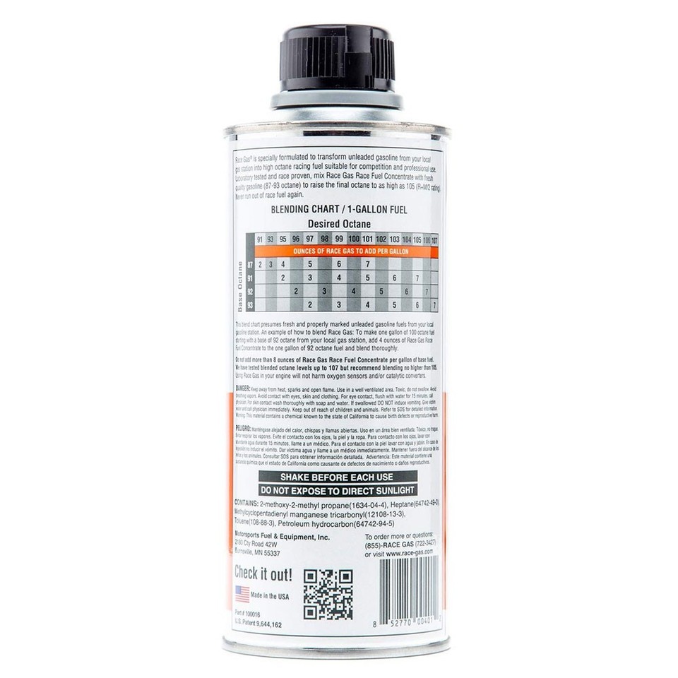 Race Gas Fuel Octane Booster 100016 (4pk); Race Fuel Concentrate ...