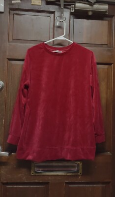 Woman Within Red Velour Long Sleeve Shirt Top Women's Size M 14/16 | eBay