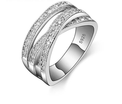 GENUINE STERLING SILVER 925 ENTWINING ENTWINED WEDDING ENGAGEMENT RING ...