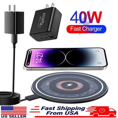 40W Wireless Charger Fast Charge Pad For iPhone 15 14 13 12 11 Pro Max ...