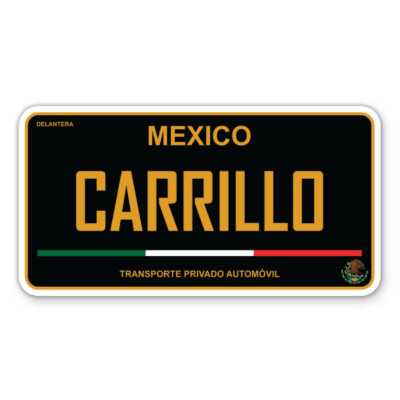Carrillo Mexican License Plate Style Vinyl Sticker - for Phone Car ...