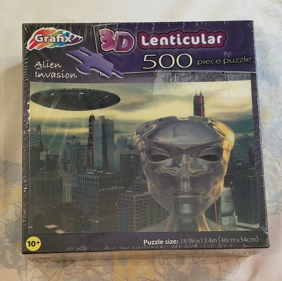 Alien Invasion Grafix 3D Lenticular 500 Pc Jigsaw Puzzle Martian UFO ...
