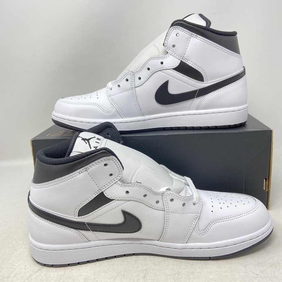 Nike Air Jordan 1 Mid Shoes White Black Men's Shoes Sneakers No Lid ...